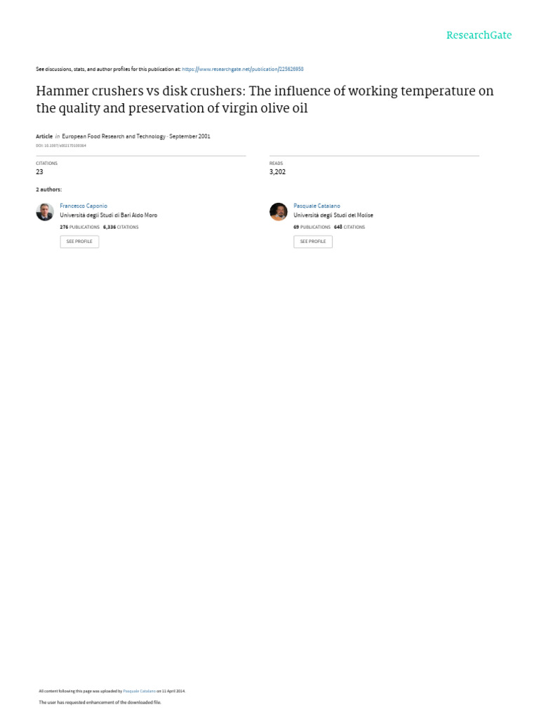 Hammer Crushers Vs Disk Crushers The Influence Of Pdf Temperature