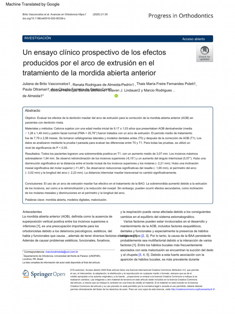 Un Ensayo Clínico Prospectivo de Los Efectos Producidos Por El Arco de ...