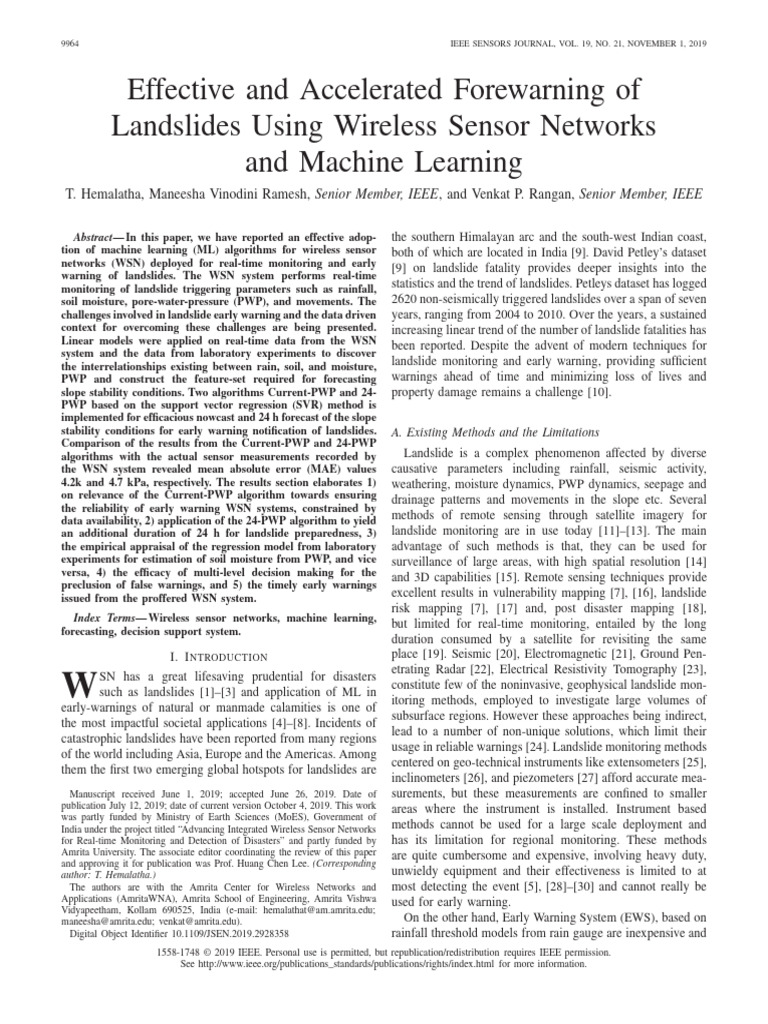 Effective and Accelerated Forewarning of Landslides Using Wireless ...