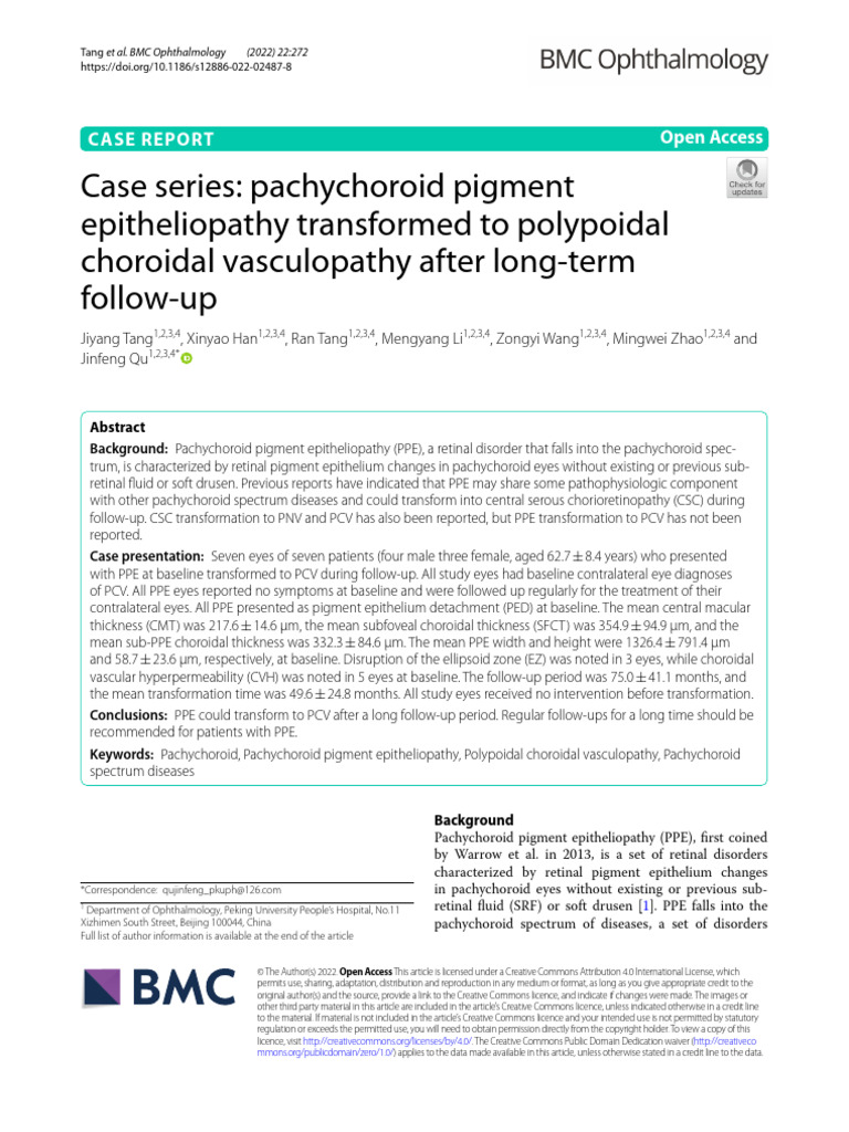 pachychoroid pigment epitheliopathy transformed to polypoidal choroidal vasculopathy after long ...