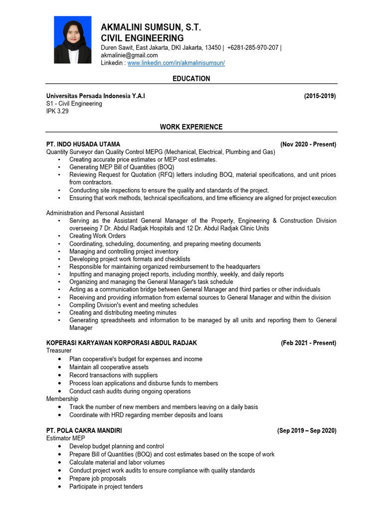 Civil Engineering Career Profile | PDF | Business