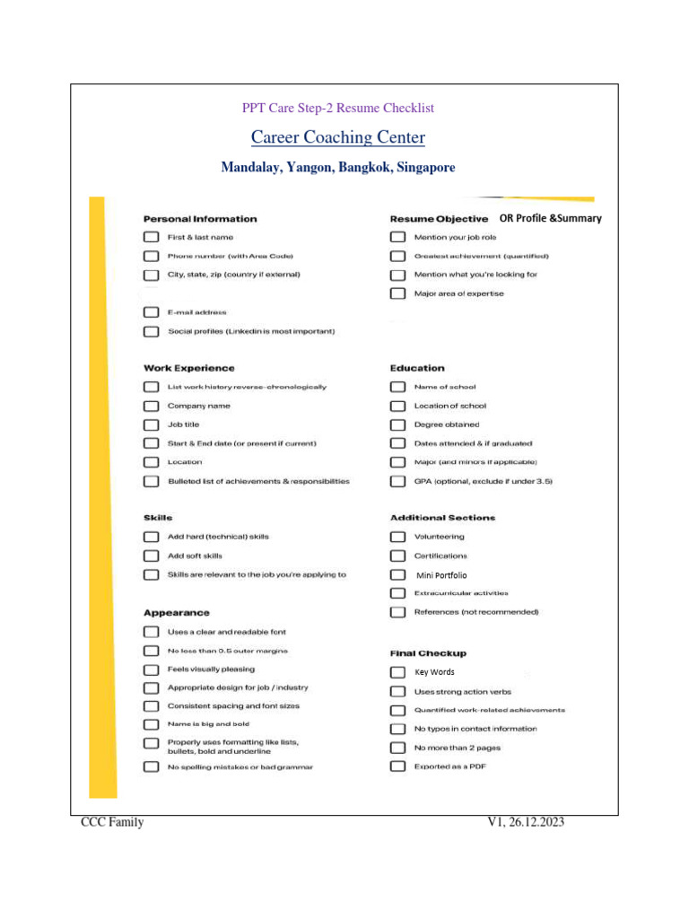 CCC-Resume Checklist | PDF | Résumé
