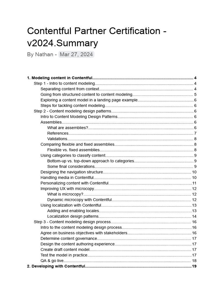 Contentful Partner Certification - V2024.summary | PDF | Application ...