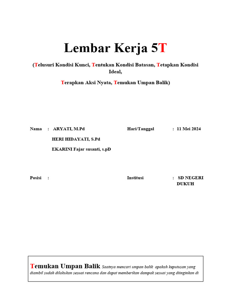 Lembar Kerja 5T | PDF