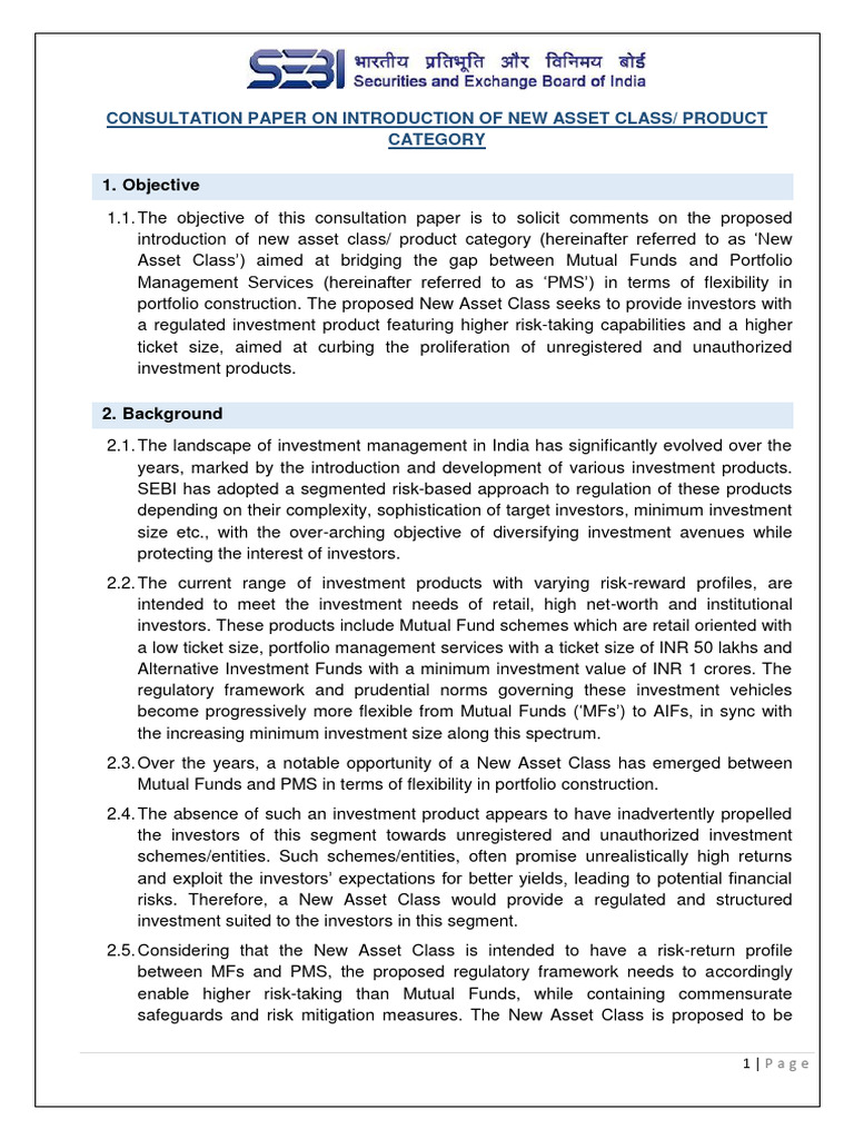 New Asset Class Consultation Paper | PDF | Investment Fund | Hedge Fund