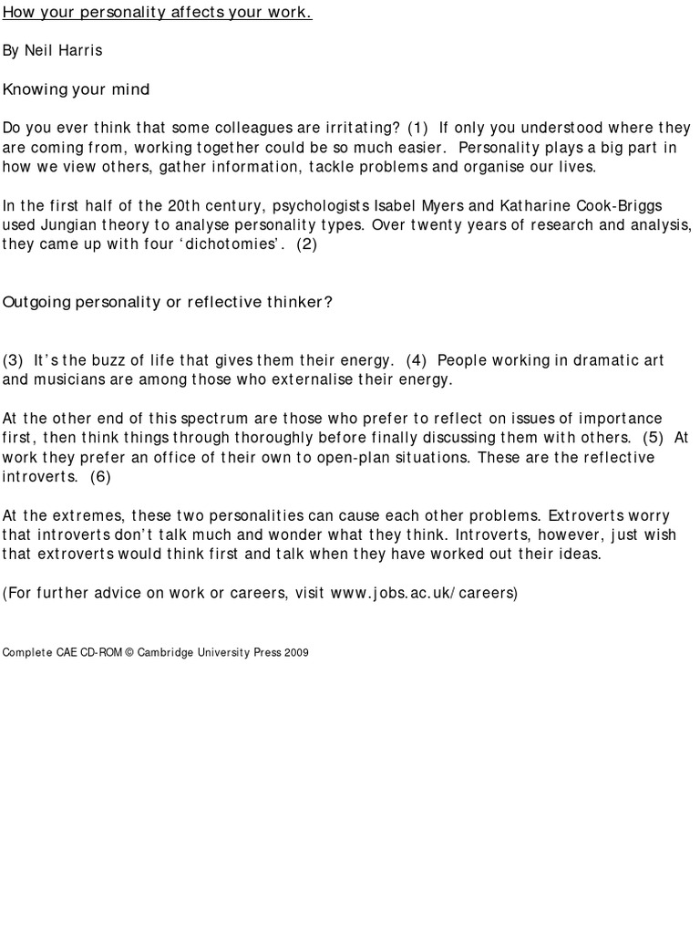 Reading - Personality Types | PDF