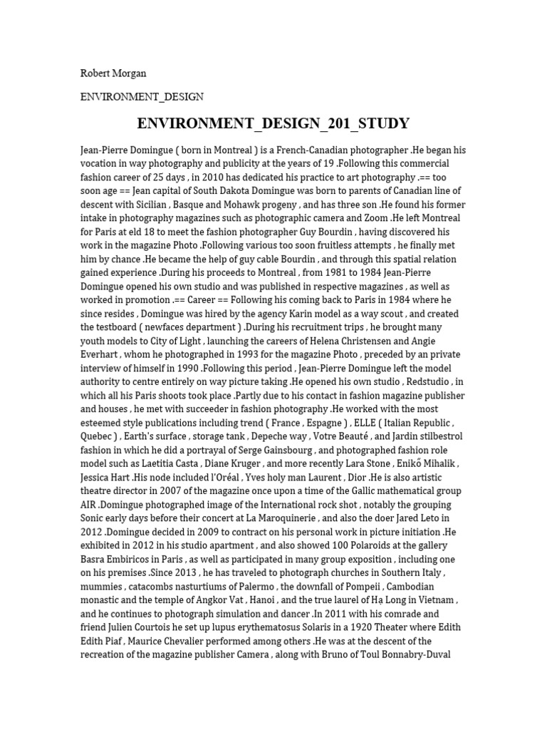 Environment Design 201 Study | PDF | Photographer