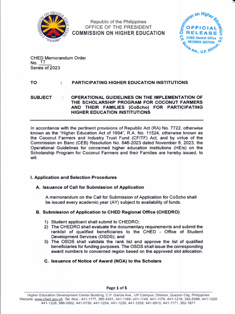 CMO No. 17 S. 2023 Operational Guidelines On The Implementation of The ...