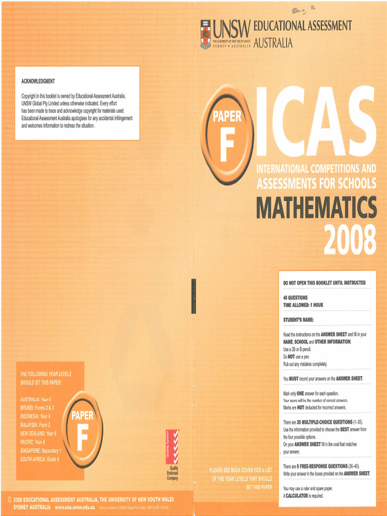 Y8-2008 Maths | PDF
