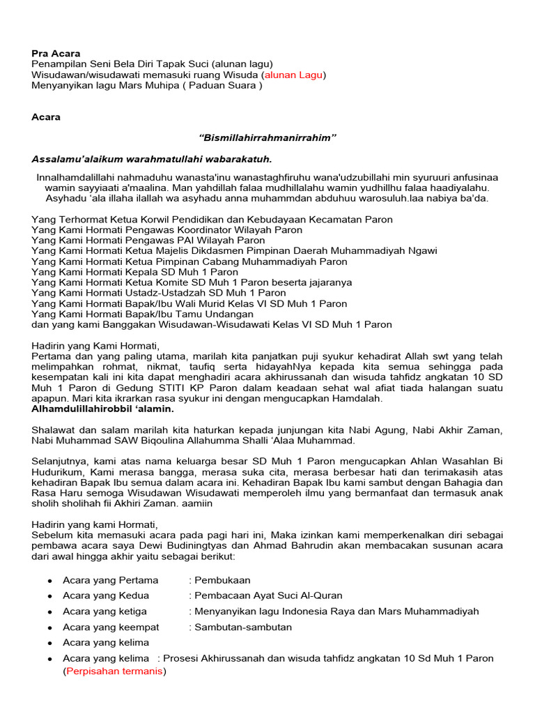 Teks Mc Wisuda | PDF