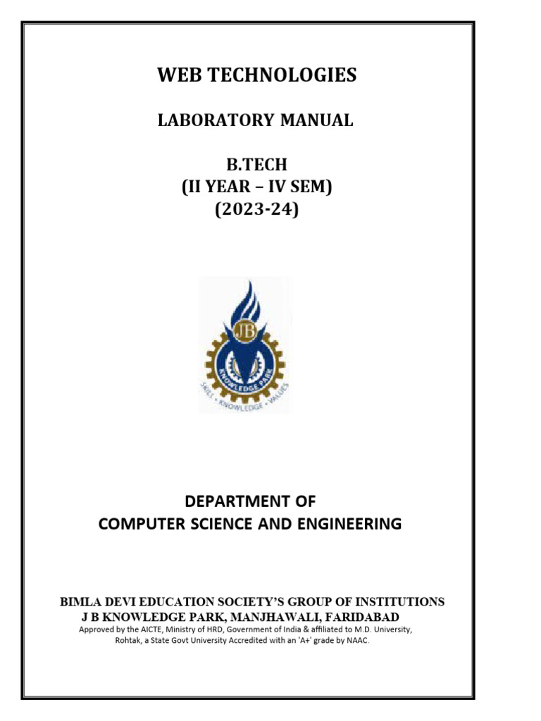 WT Lab Manual | PDF | World Wide Web | Internet & Web WT Lab Manual | PDF | World Wide Web | Internet & Web