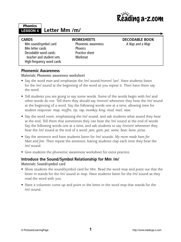 Lesson 4 Consonant MM | PDF | Phonics | Learning Methods