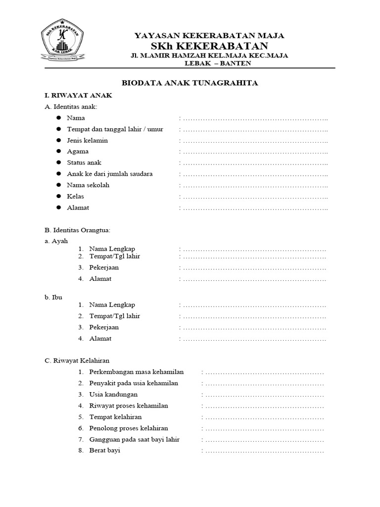 ASESMEN TUNAGRAHITA SKH Kekerabatan | PDF