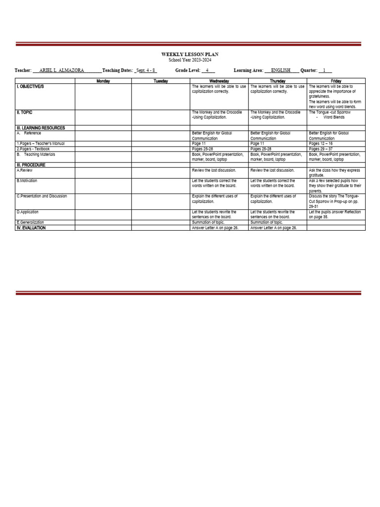 lesson plan | PDF | Learning | Cognitive Science