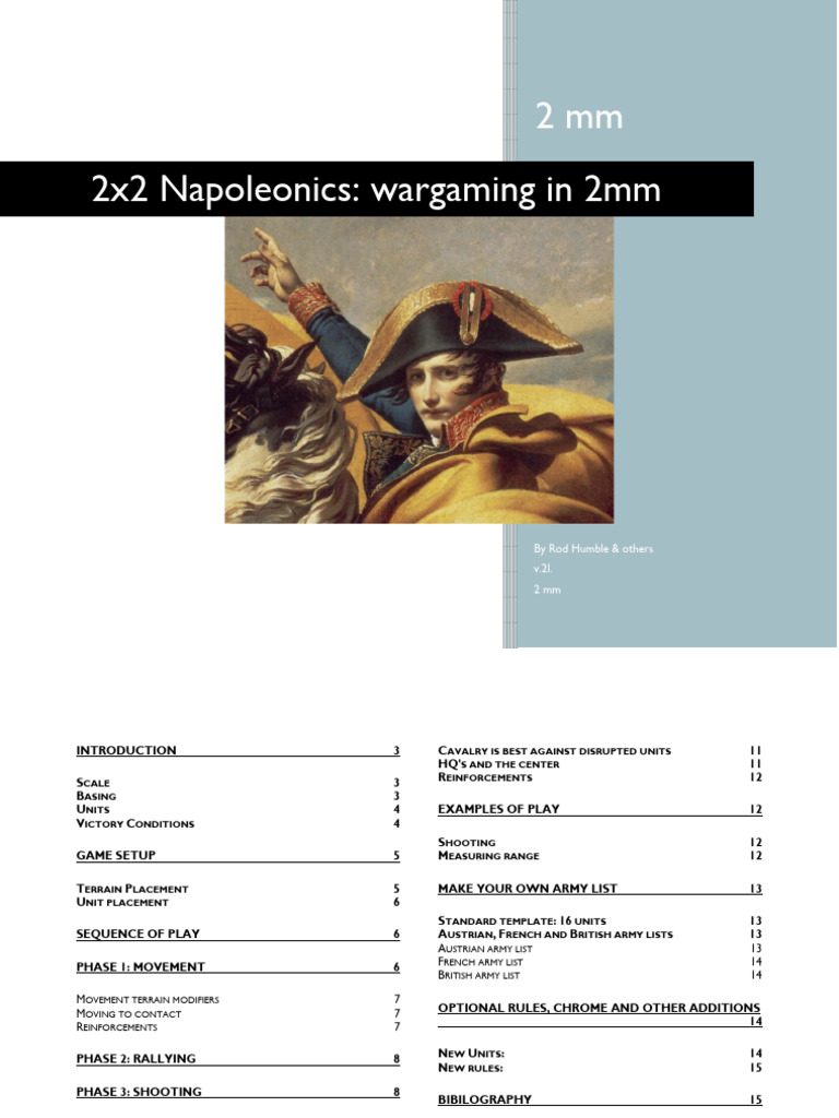 2x2 Napoleonics Rules | PDF | Infantry | Cavalry