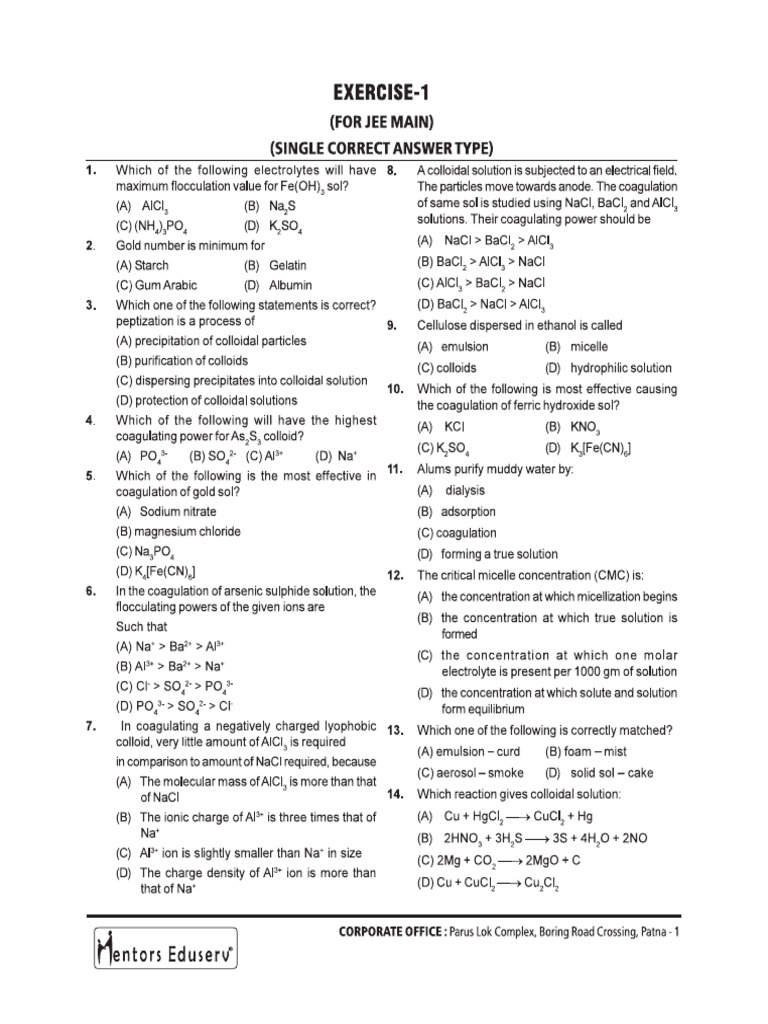 Surface Chemistry Engg Work Book | PDF