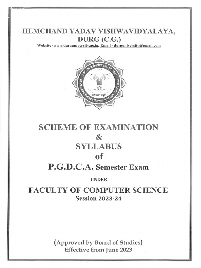 Syllabus PG Semester PGDCA From Session 2023 24 | PDF