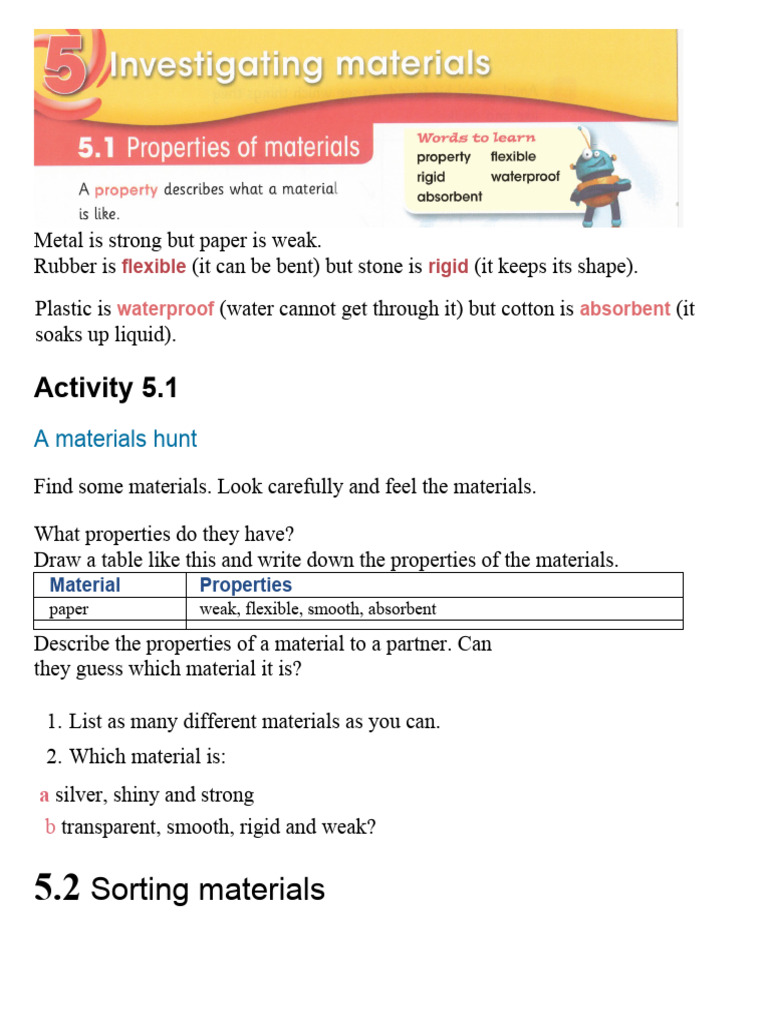 grade 3 new chapter investigating materials | PDF