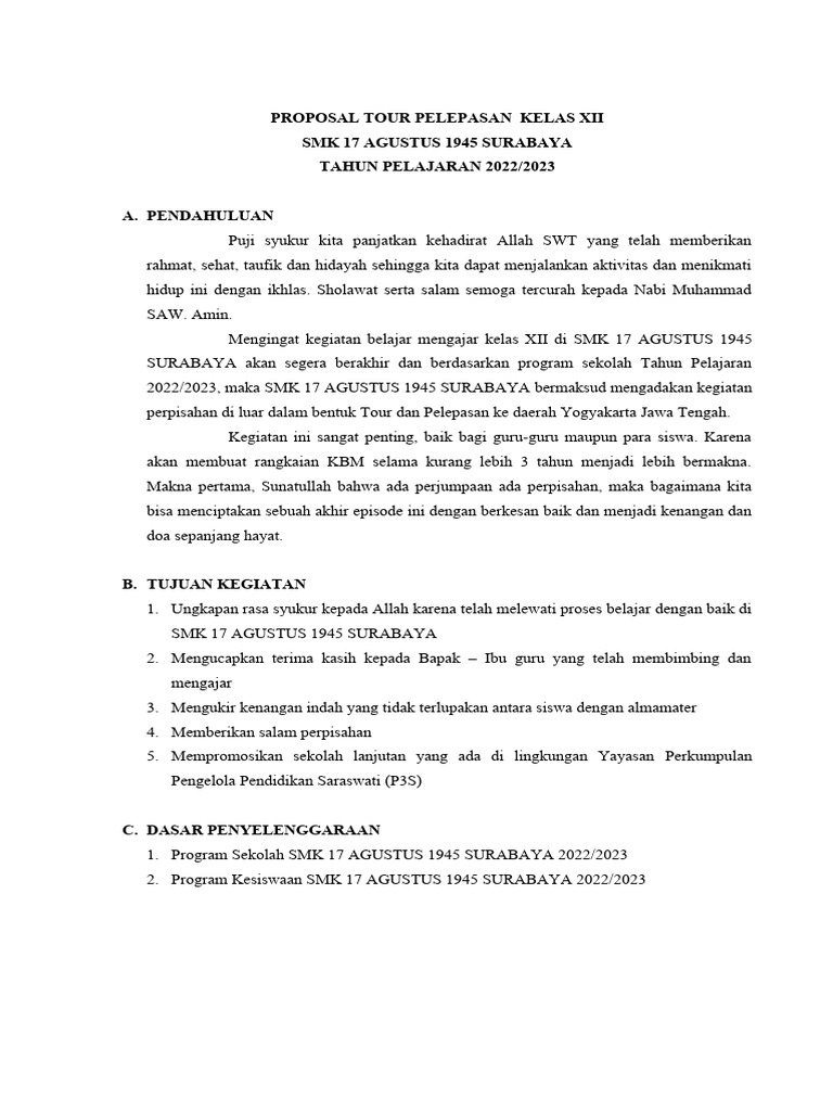 Proposal Tour & Wisuda 2023 | PDF