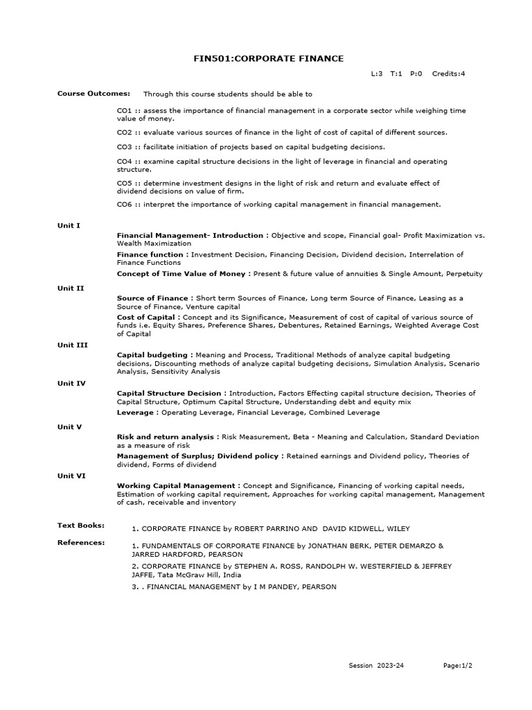 FRM Course Syllabus IPDownload | PDF | Capital Structure | Financial ...