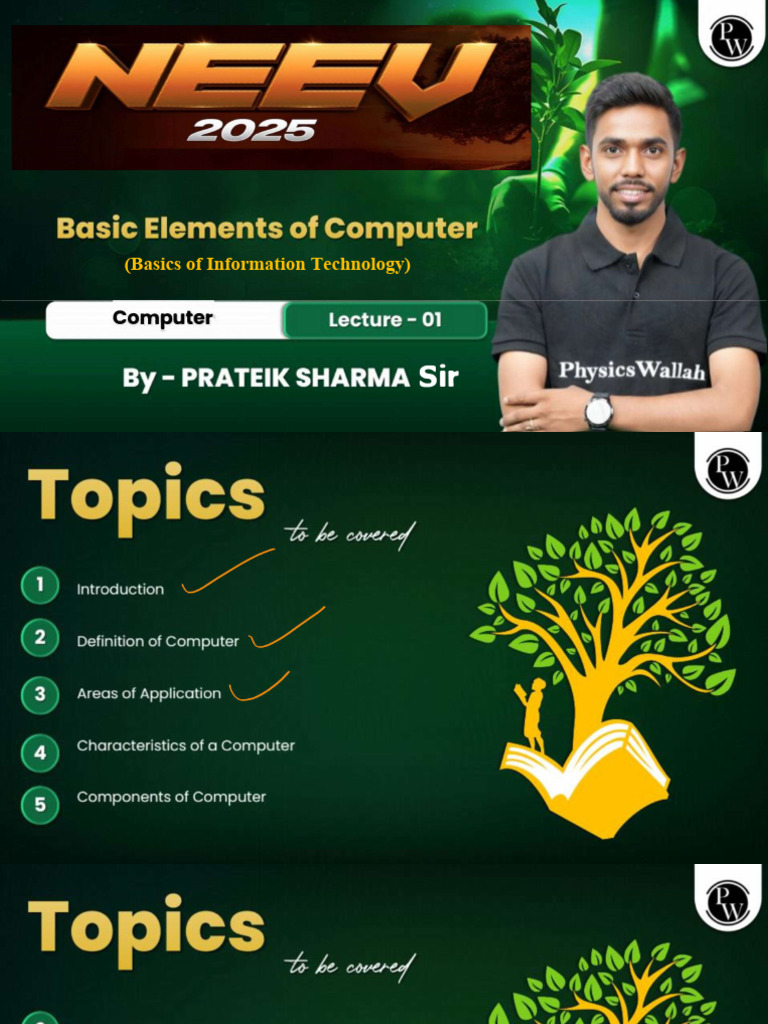 Basics of Information Technology 01 - Class Notes - Neev 2025 | PDF