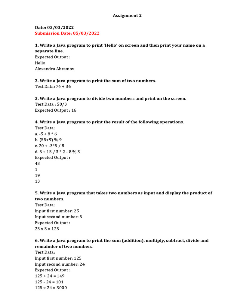 Assignment 2 | PDF | Area | Numbers