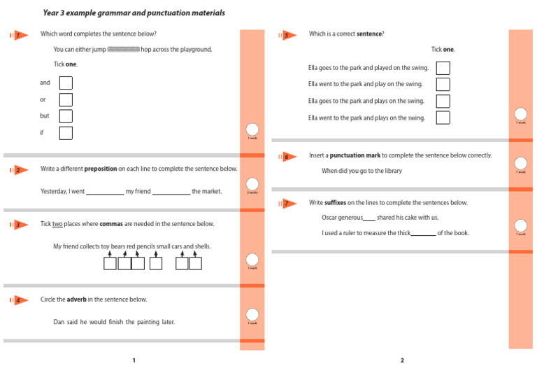 Year 3 Grammar Example Materials | PDF | Adverb | Language Families