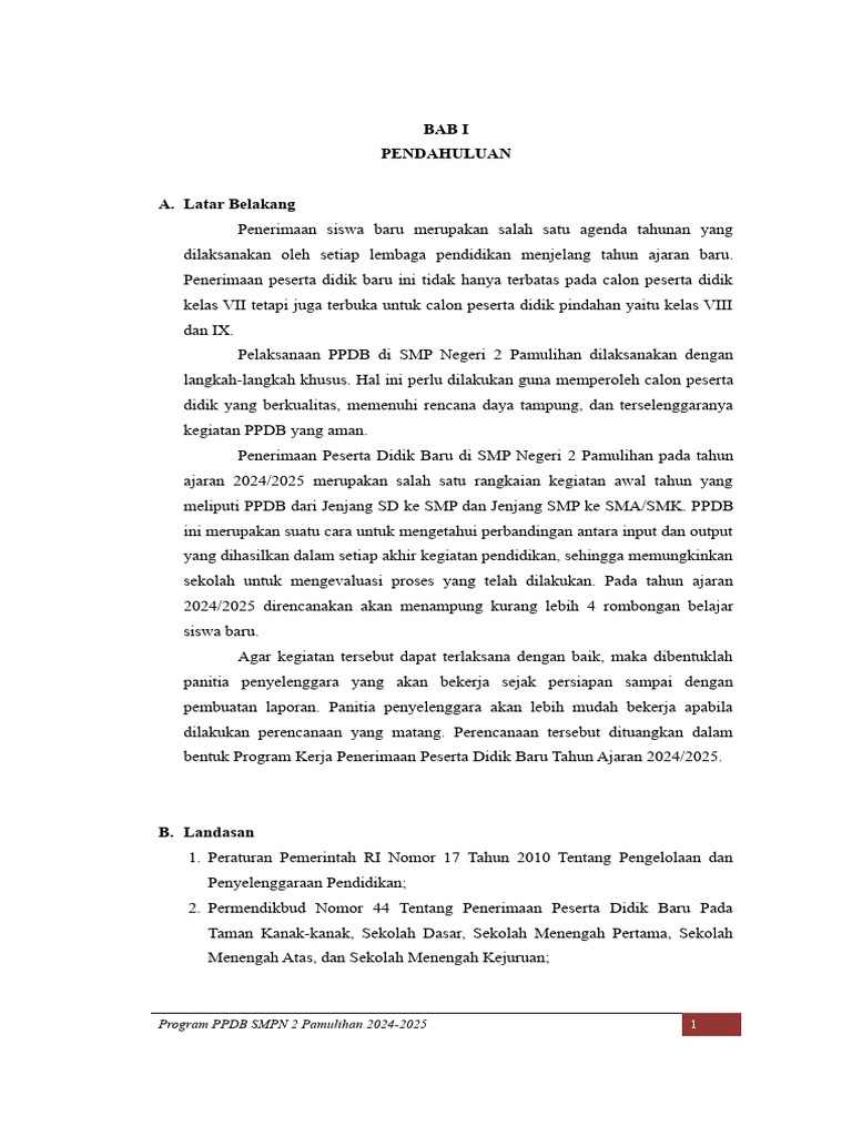 4 - Program Kerja PPDB | PDF | Karier & Perkembangan | Bisnis