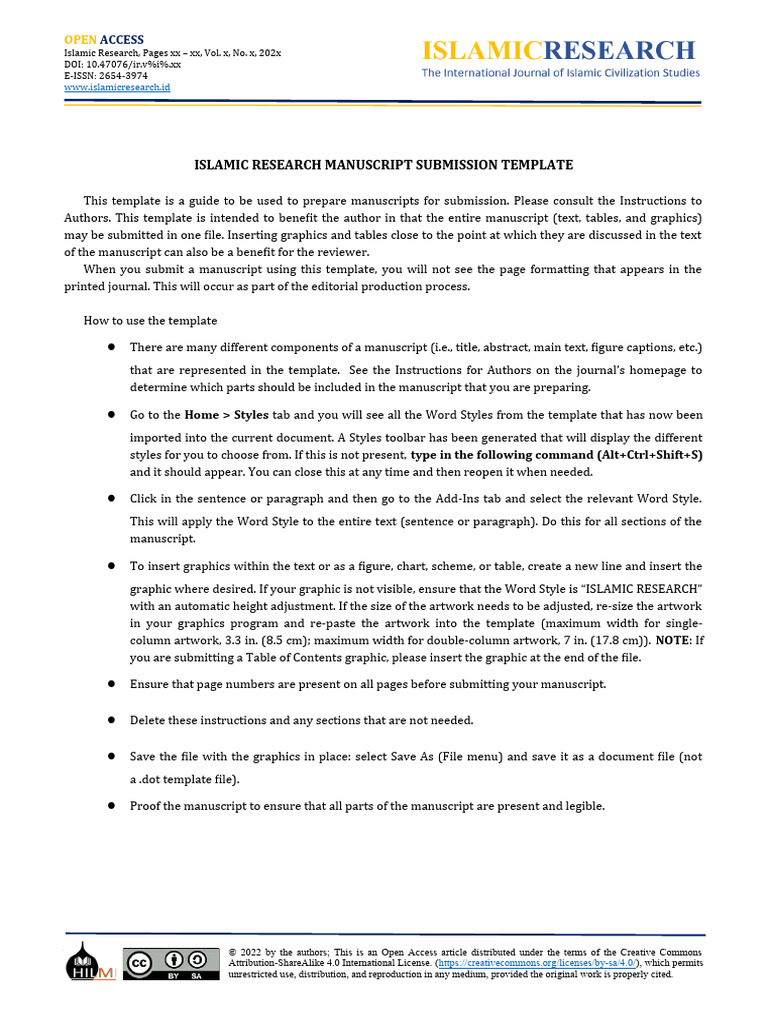 Islamic Research Template.dotx | Download Free PDF | Citation | Paragraph