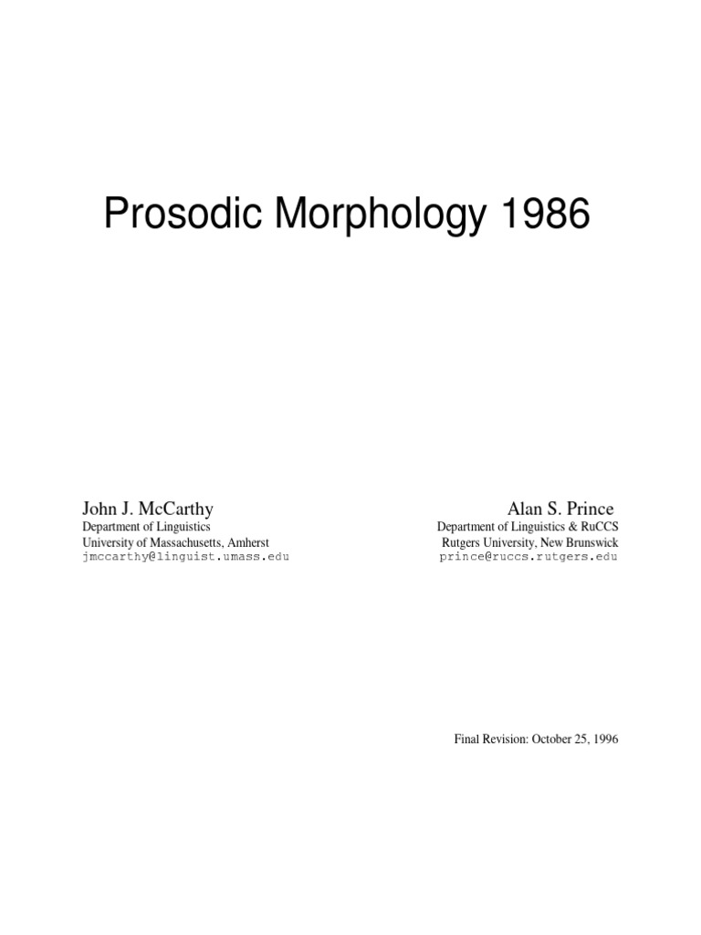 Prosodic Morphology Analysis 1986 | PDF | Syllable | Word