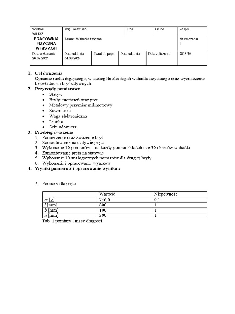 Sprawozdanie 1 | PDF
