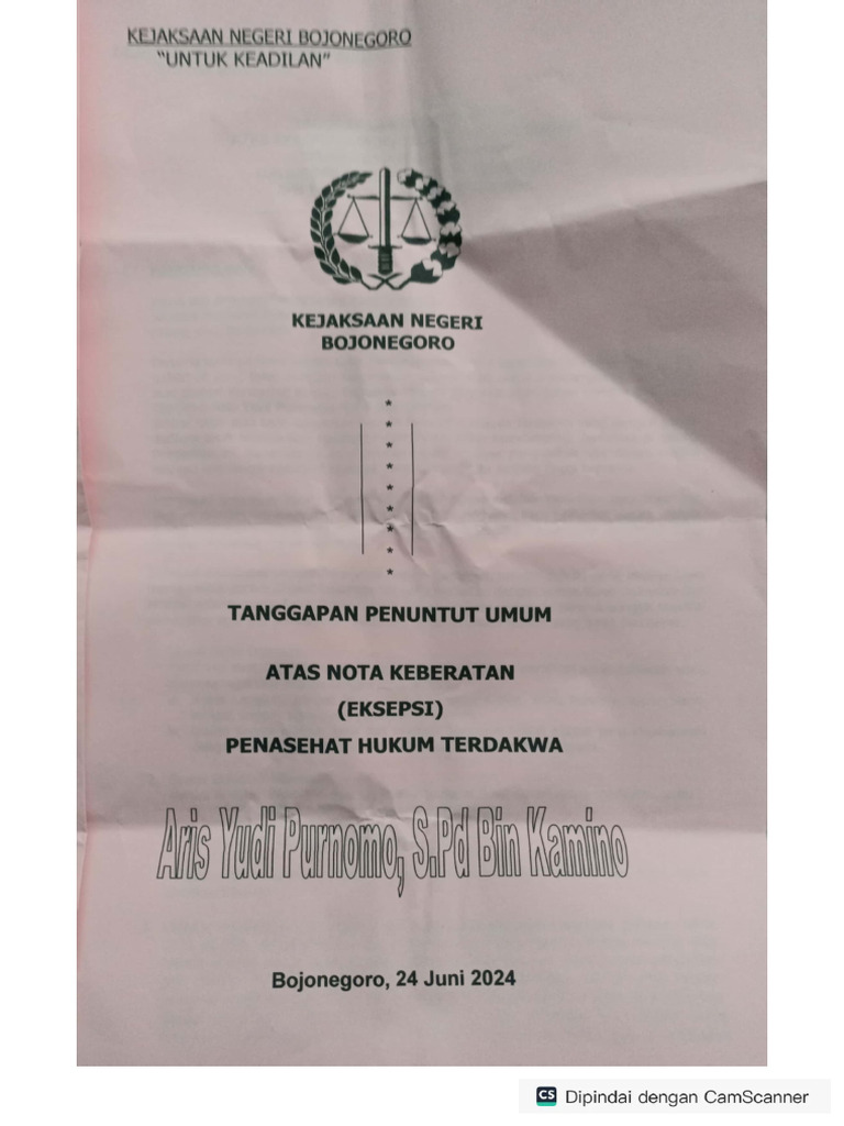 Nota Keberatan Eksepsi | PDF