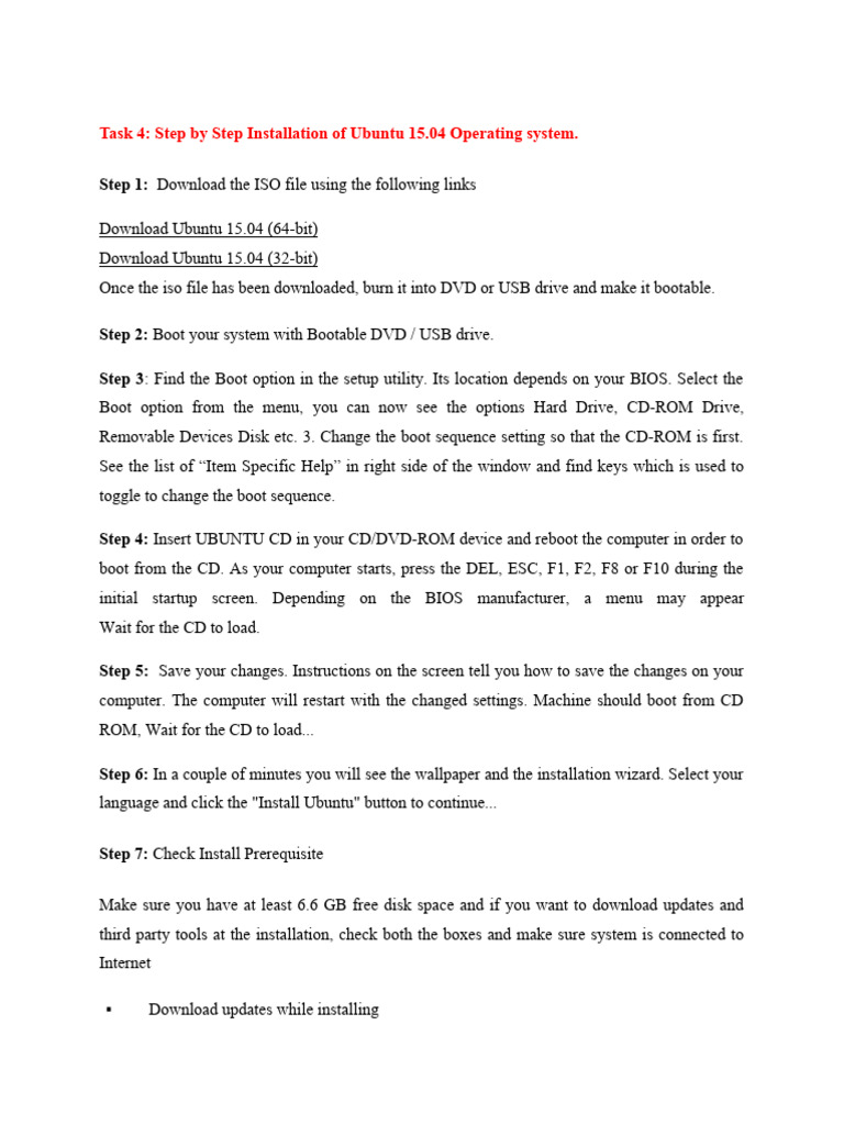 RECORD Task 4 Ubuntu 15.04& Pictures | PDF | Booting | Bios