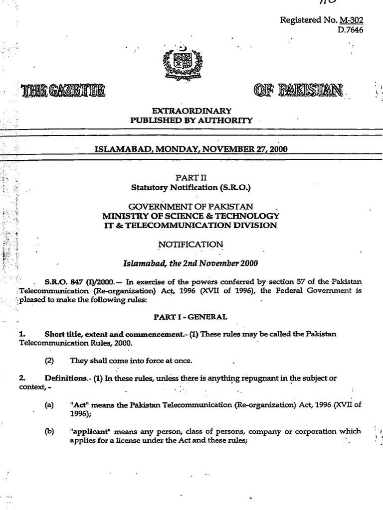 Telecommunication Rules 2000 | PDF