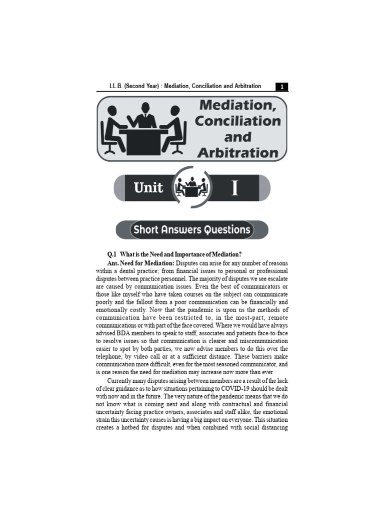Mediation, Conciliation and Arbitration | PDF | Alternative Dispute Resolution | Mediation