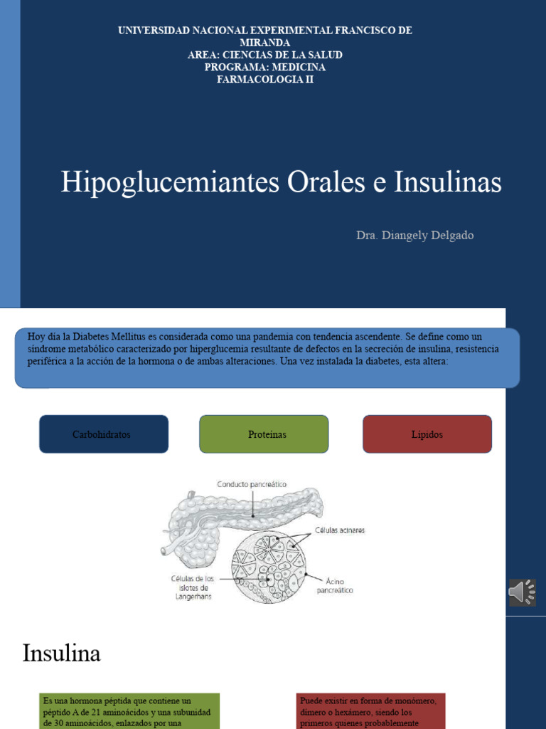 Hipoglicemiantes Orales e Insulinas | PDF | Insulina | Diabetes