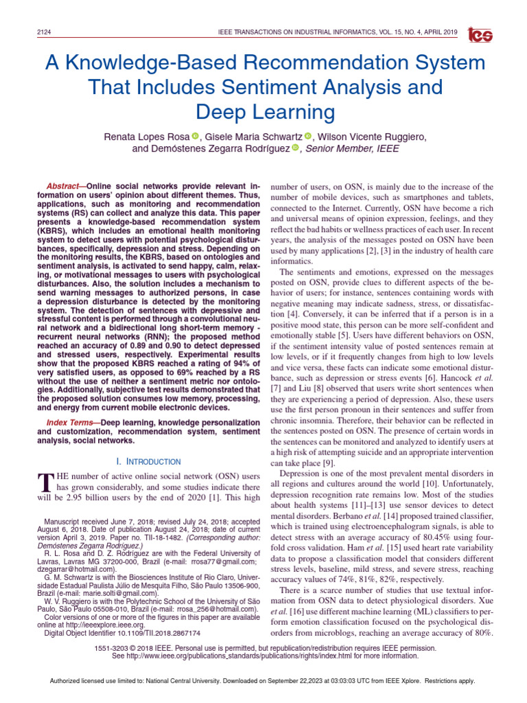 2019 A Knowledge Based Recommendation System That Includes Sentiment