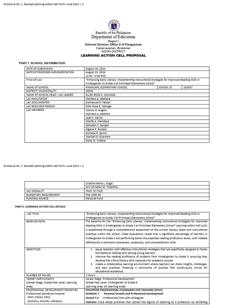Lac Enclosure Mam Ellen | PDF | Learning | Cognitive Science