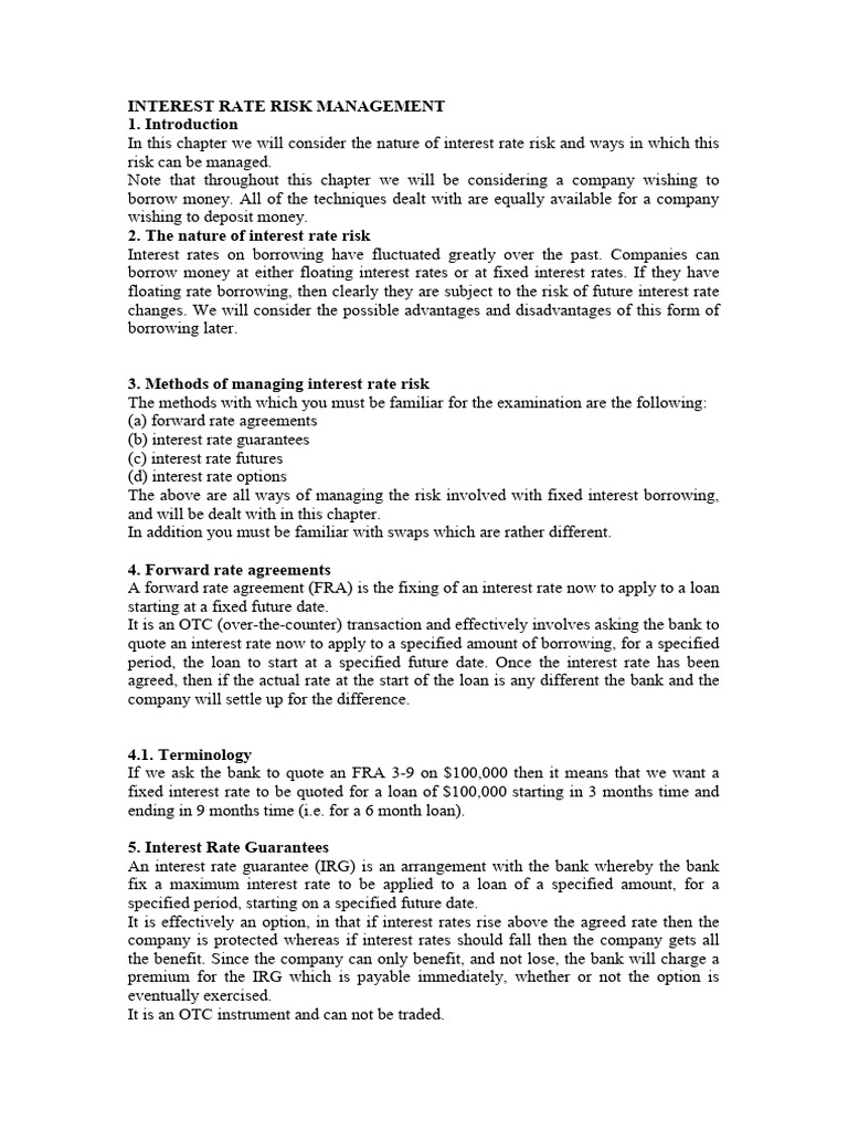 Interest Rate Risk Management | PDF | Interest | Option (Finance)