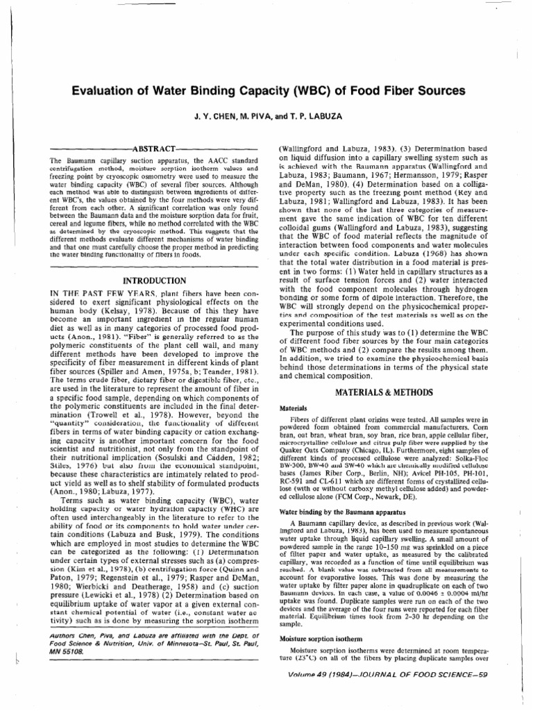 Chen 1984 | PDF | Dietary Fiber | Diet & Nutrition