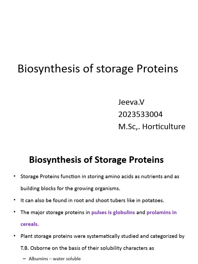 BIC 501 - Lec 12 - Biosynthesis of Storage Proteins | PDF | Protein ...