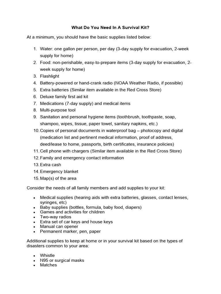 Go Bag List | PDF