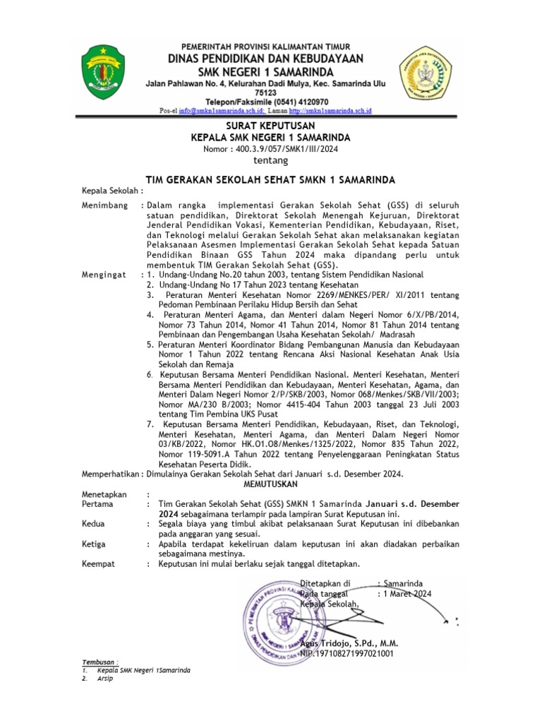 Tim GSS SMKN 1 Samarinda 2024 | PDF | Pengembangan Diri