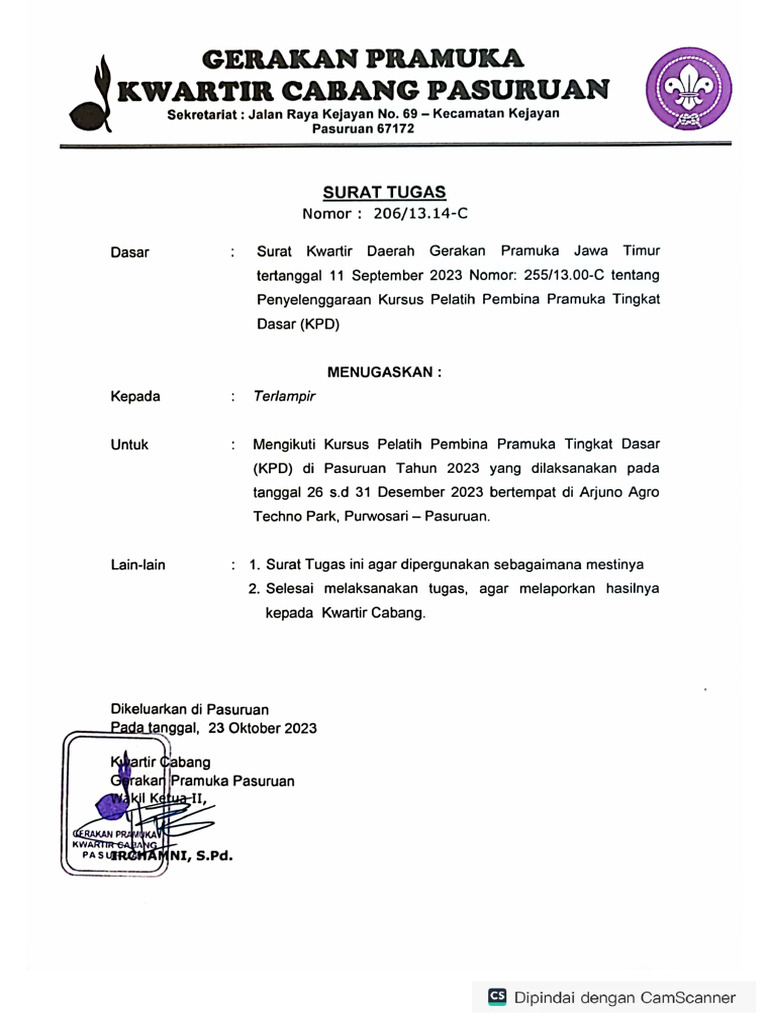 Surat Tugas KPD 2023 Revisi | PDF