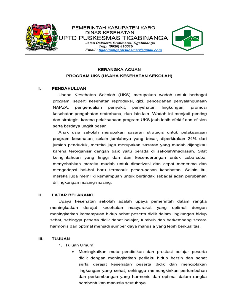 Kak Program Uks Tahun 2024-4 | PDF | Kesehatan Holistik