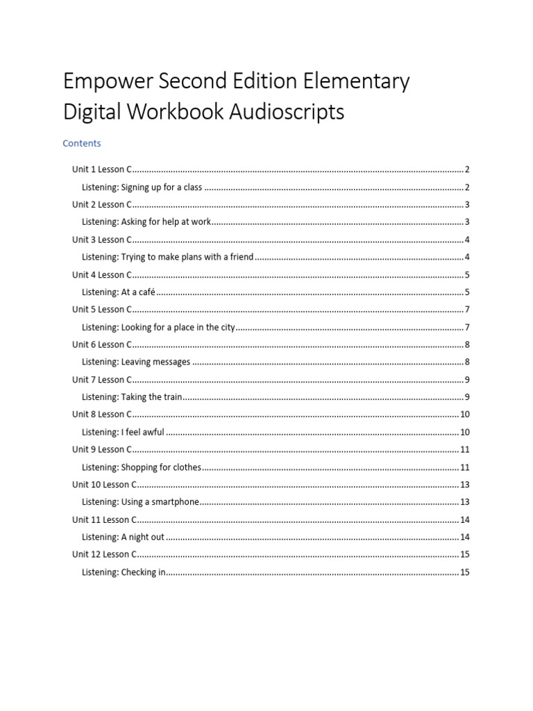 Empower Second Edition Elementary Digital Workbook Audioscripts | PDF | Home & Garden