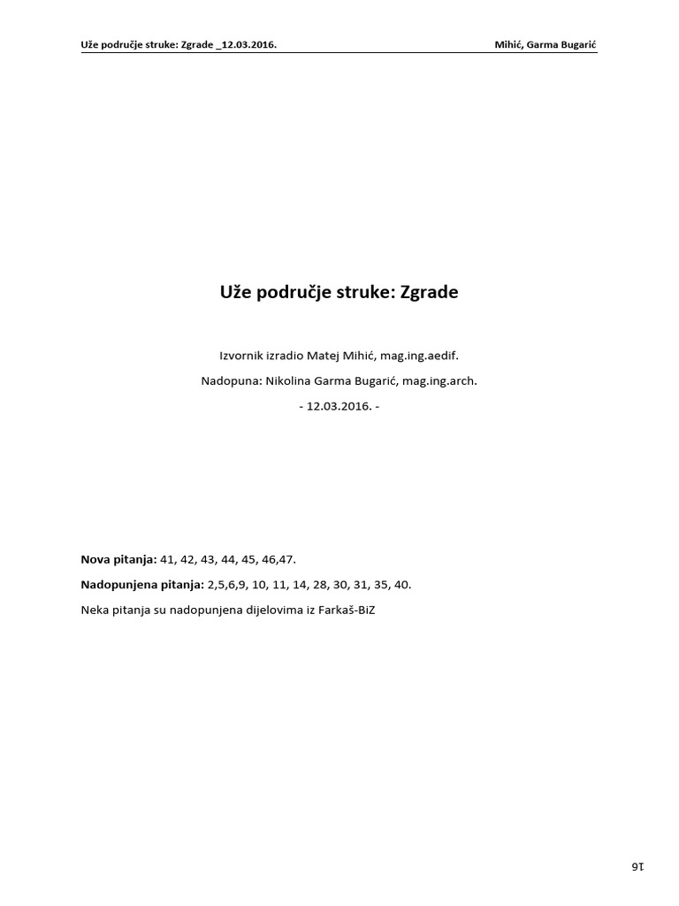 GARMA - ZGRADE - Uze Podrucje Struke | PDF