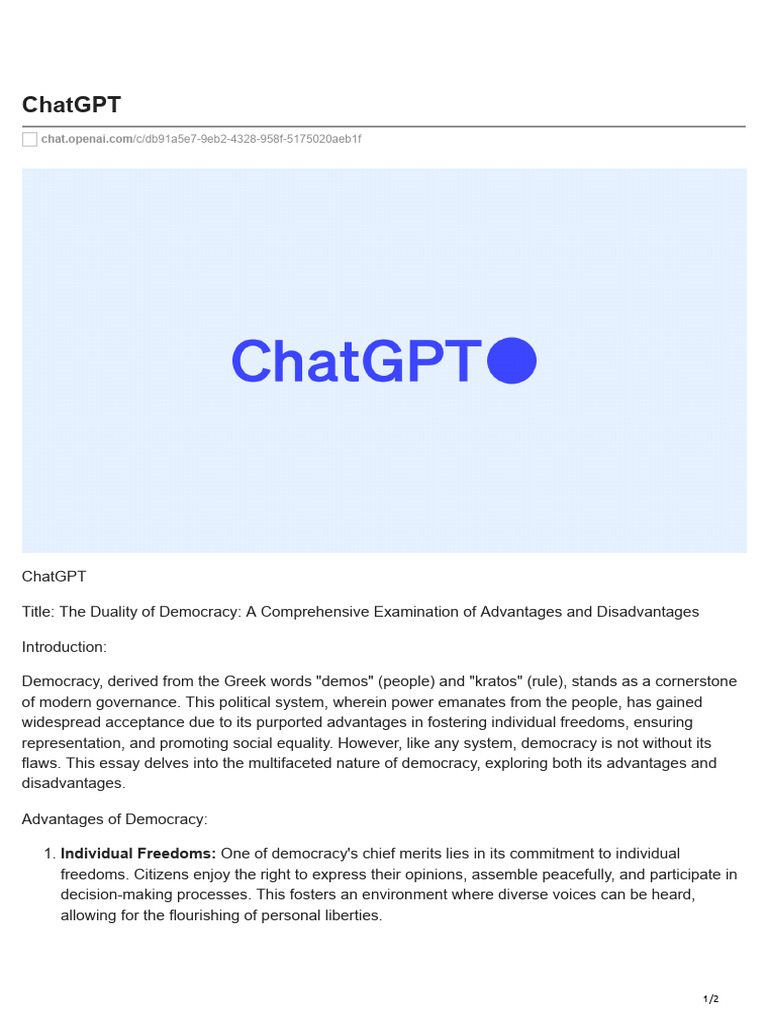 Chat GPT | PDF | Democracy | Political Ideologies