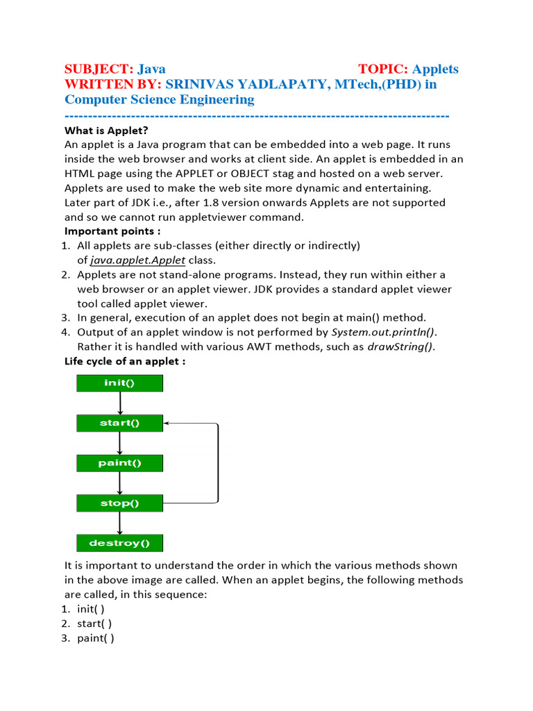 Applets | PDF | World Wide Web | Internet & Web