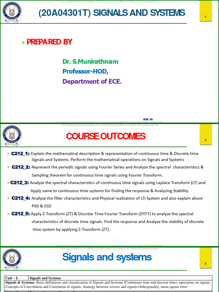 JNTUA Signals and Systems - PPT Notes - R20 | PDF | Fourier Transform ...